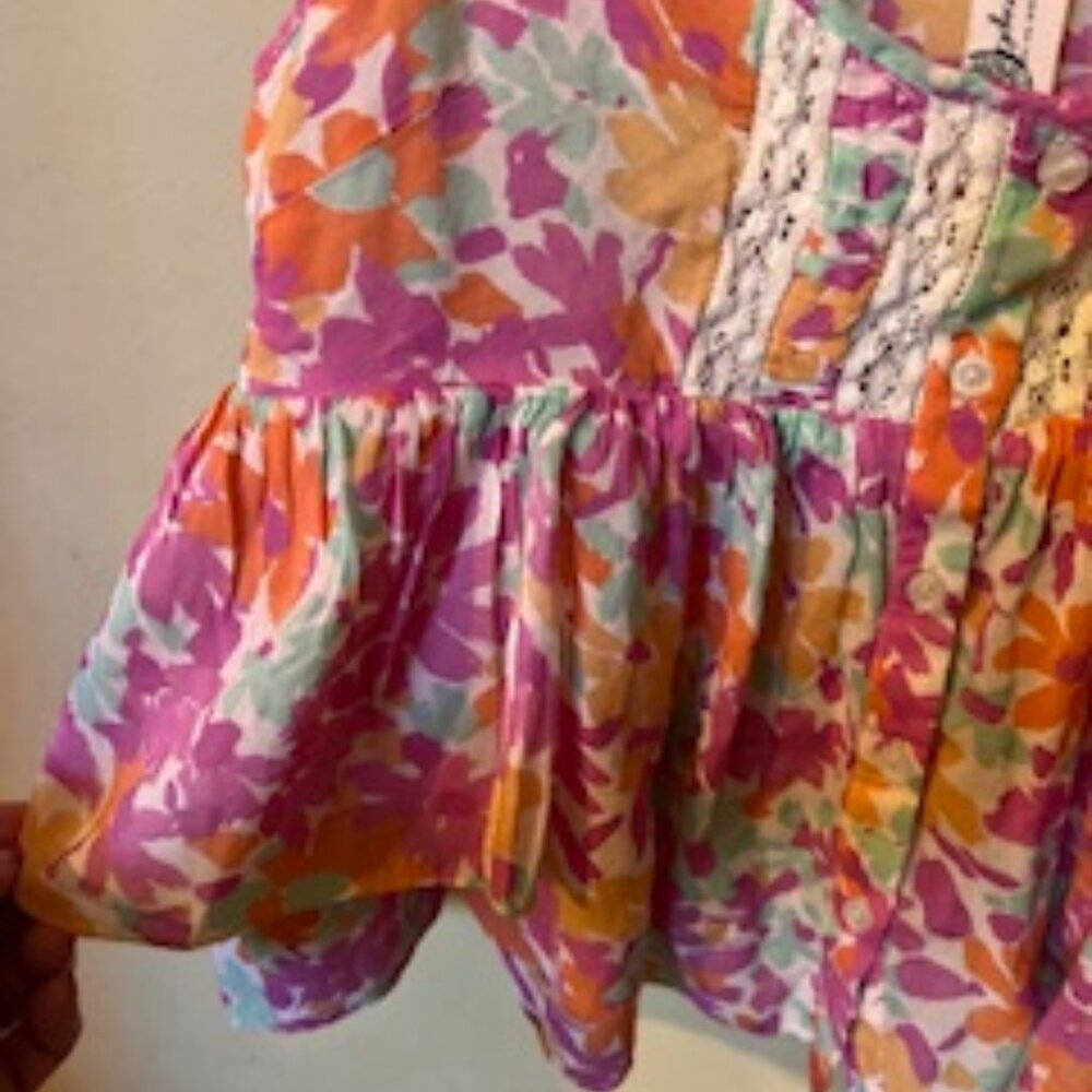 Free People | Tops | New Free People Orange Yellow Pink Shirt With ...